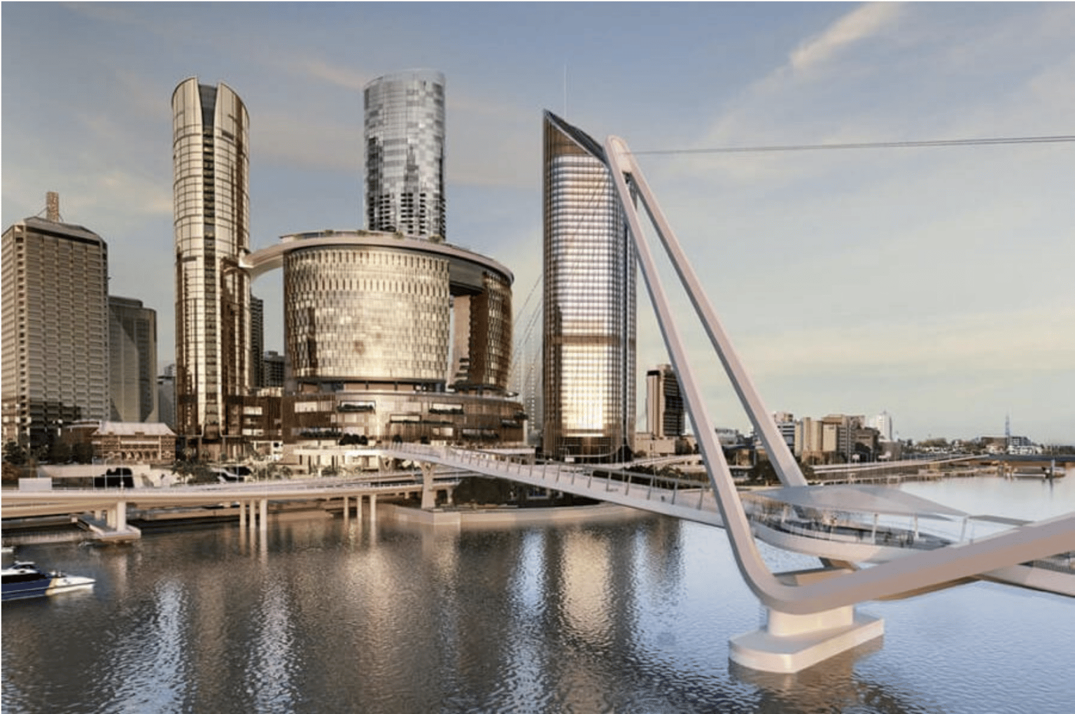 Work progresses on Brisbane's Neville Bonner pedestrian bridge